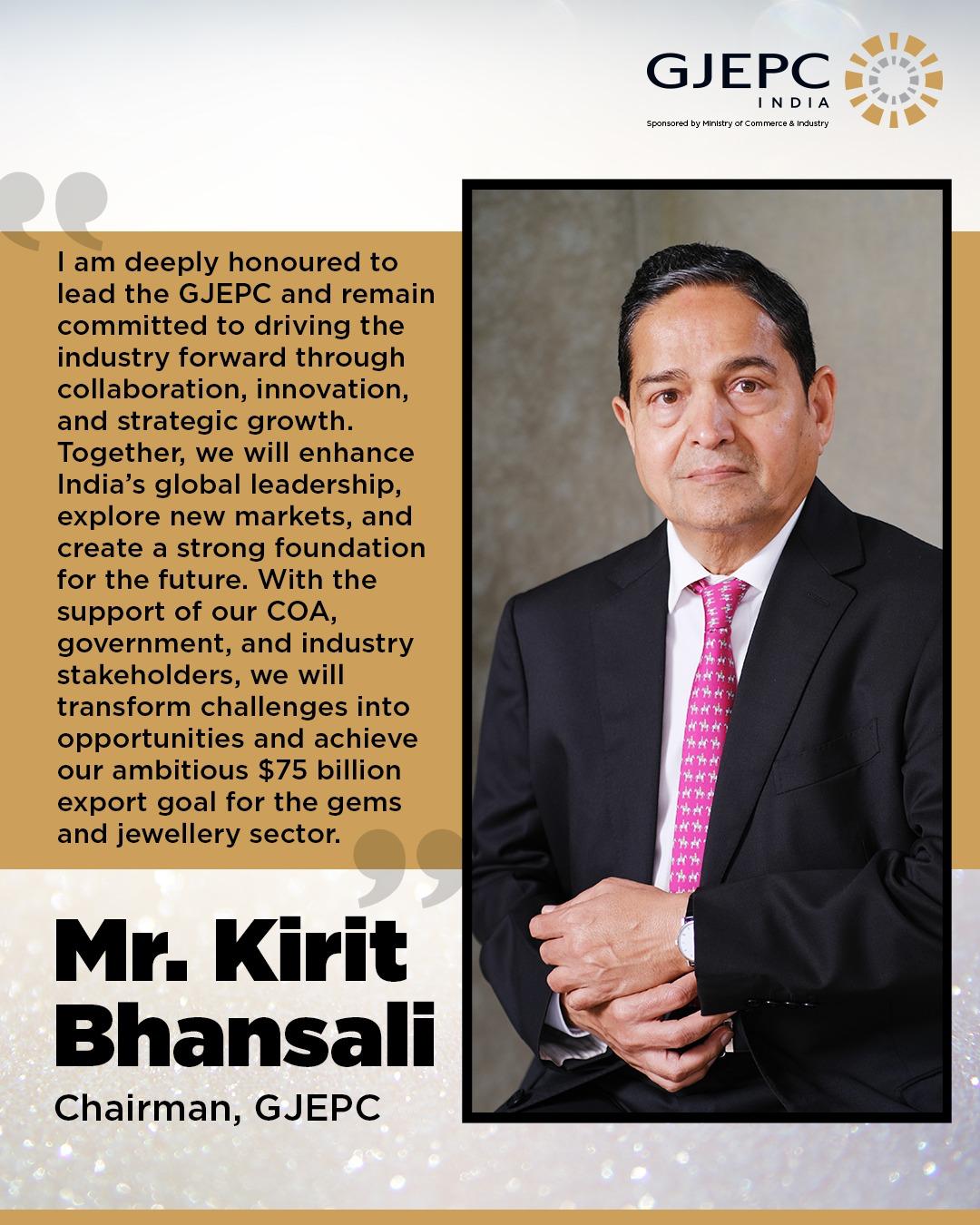 GJEPC Announces Mr. Kirit Bhansali As Chairman, Mr. Shaunak Parikh As VC